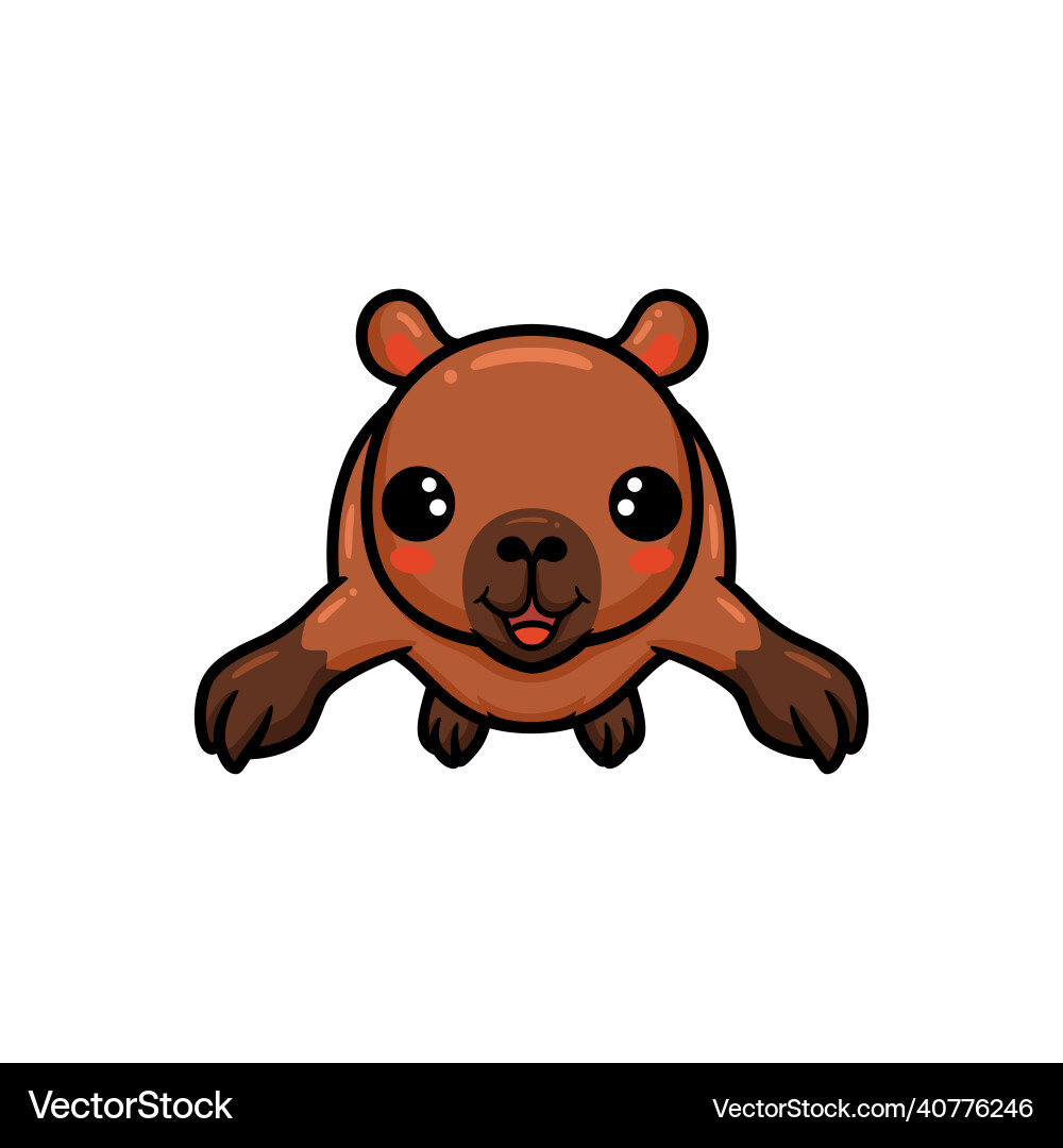 Cute little capybara cartoon leaping Royalty Free Vector