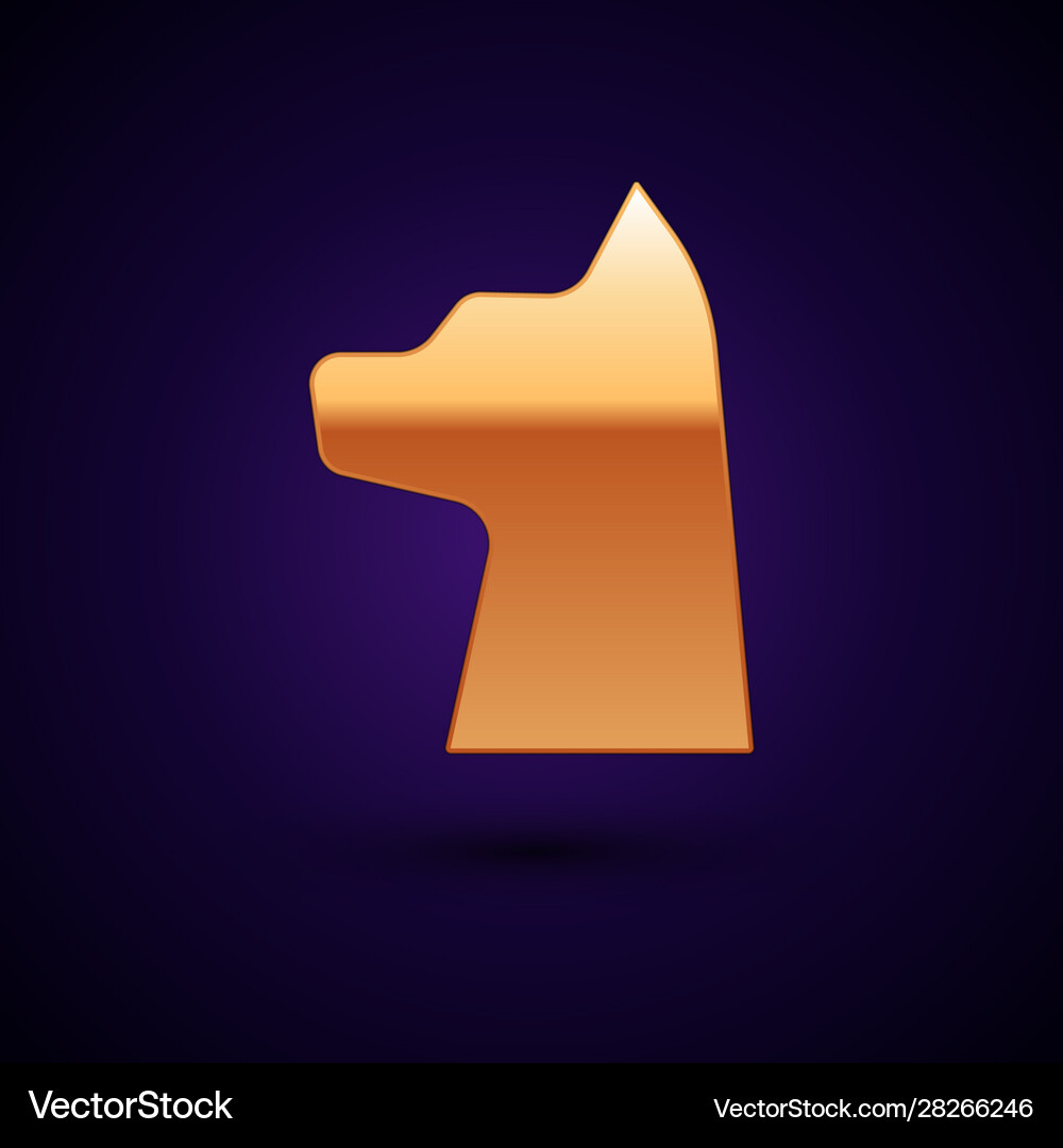 Gold cat icon isolated on dark blue background Vector Image