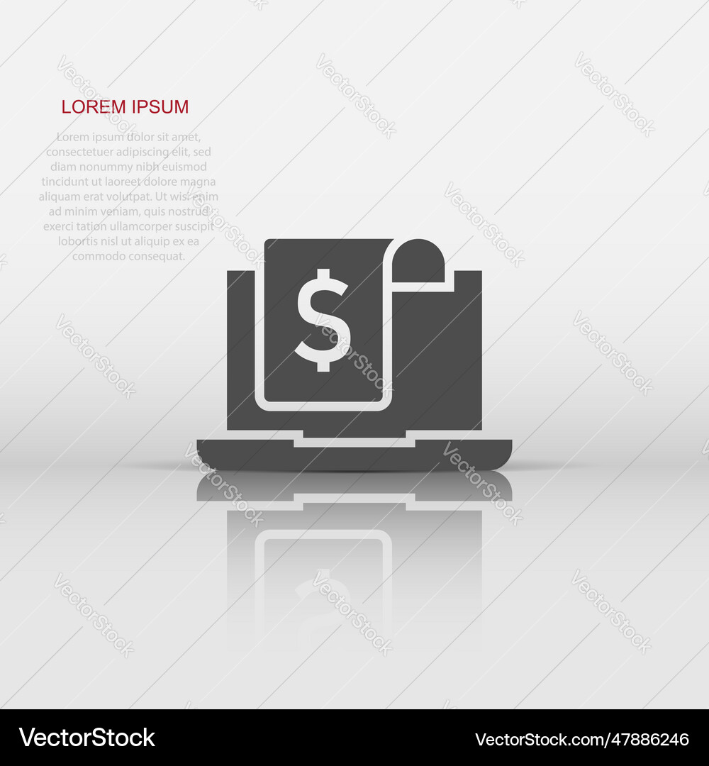 Laptop with money icon in flat style computer Vector Image