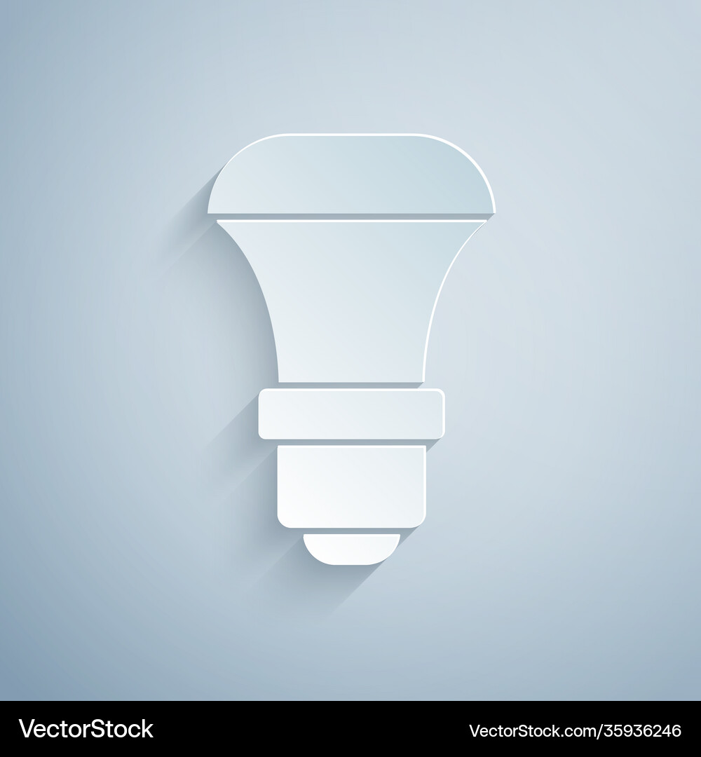Paper cut led light bulb icon isolated on grey Vector Image