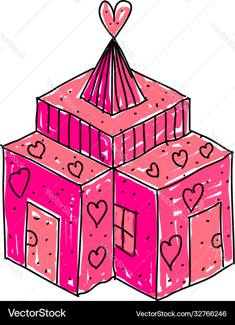 Pink cartoon box on white background Royalty Free Vector