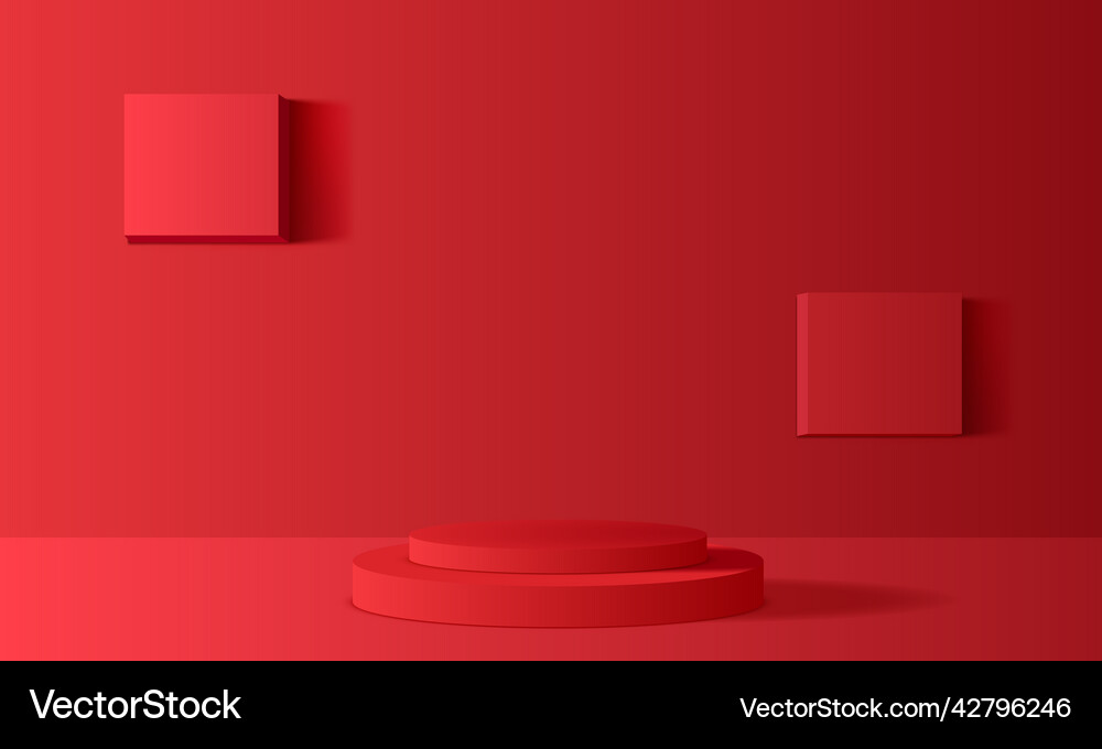 Red podium in the room Royalty Free Vector Image
