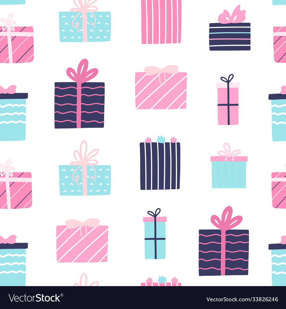 Seamless pattern with gift Royalty Free Vector Image