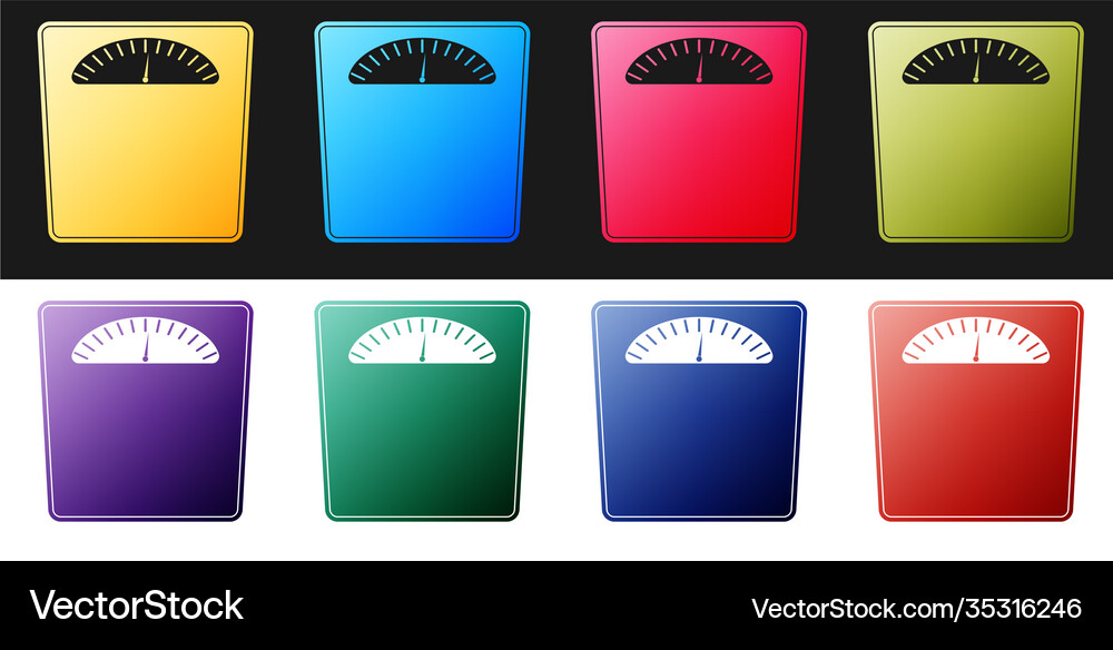 Set bathroom scales icon isolated on black Vector Image