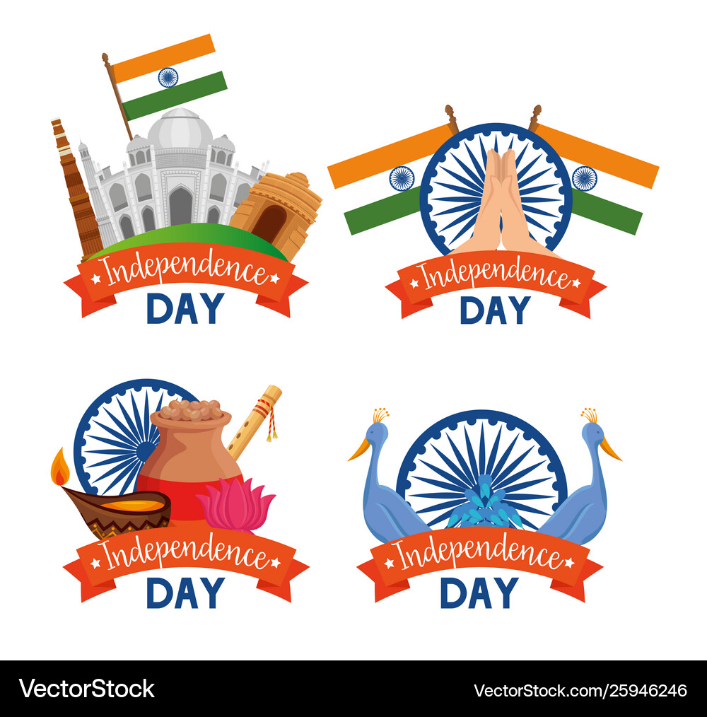 Set india labels decoration holiday Royalty Free Vector