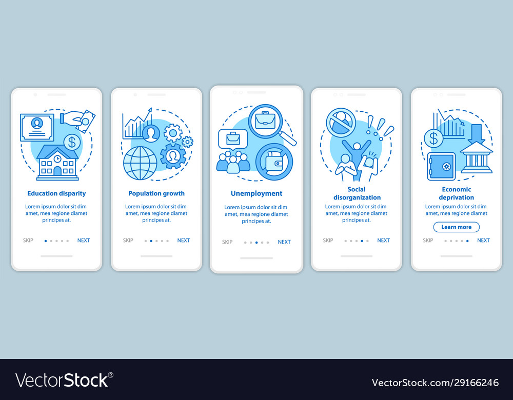 Social Problems Onboarding Mobile App Page Screen Vector Image