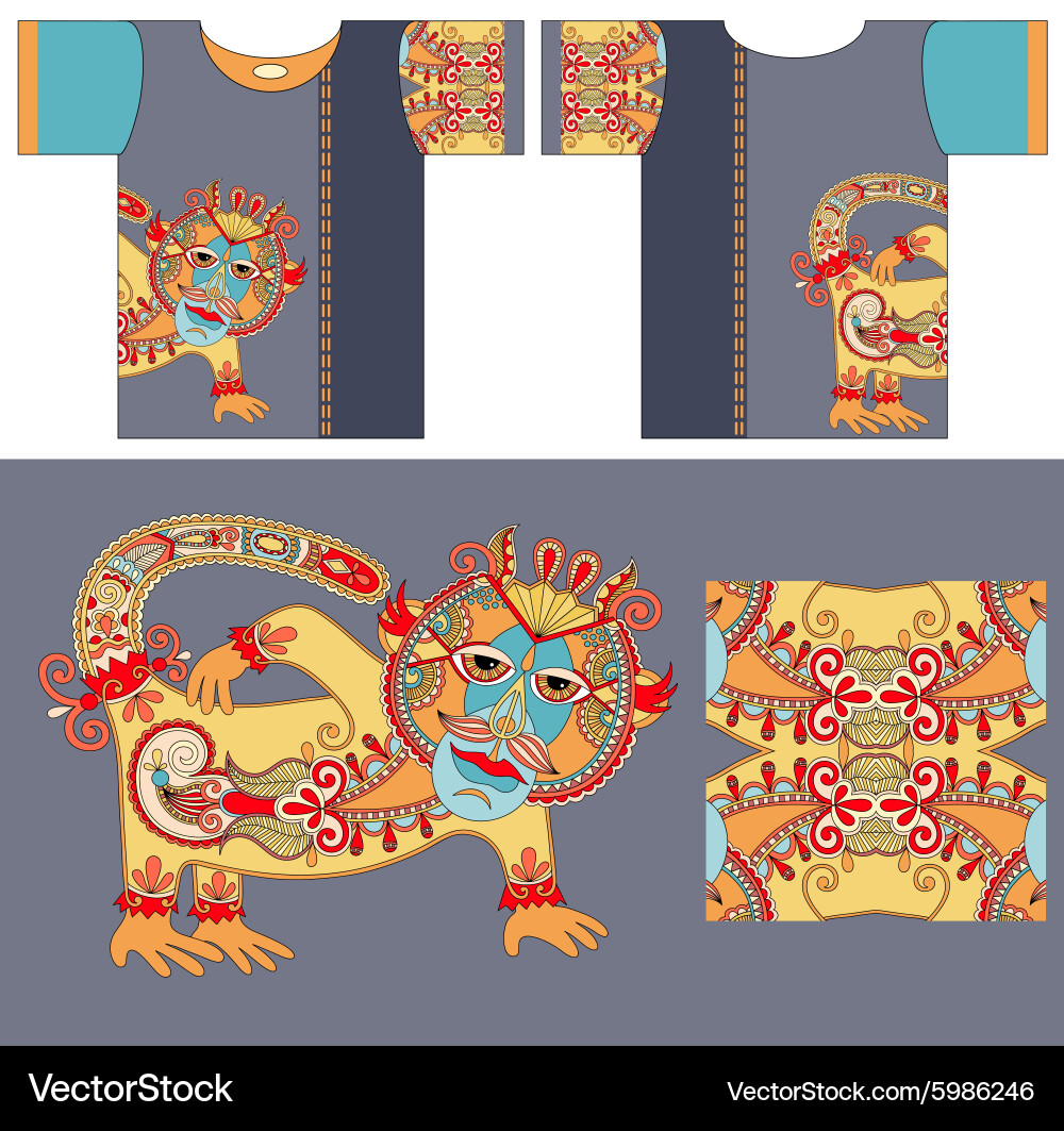 T-shirt design with unique decorative fantasy Vector Image