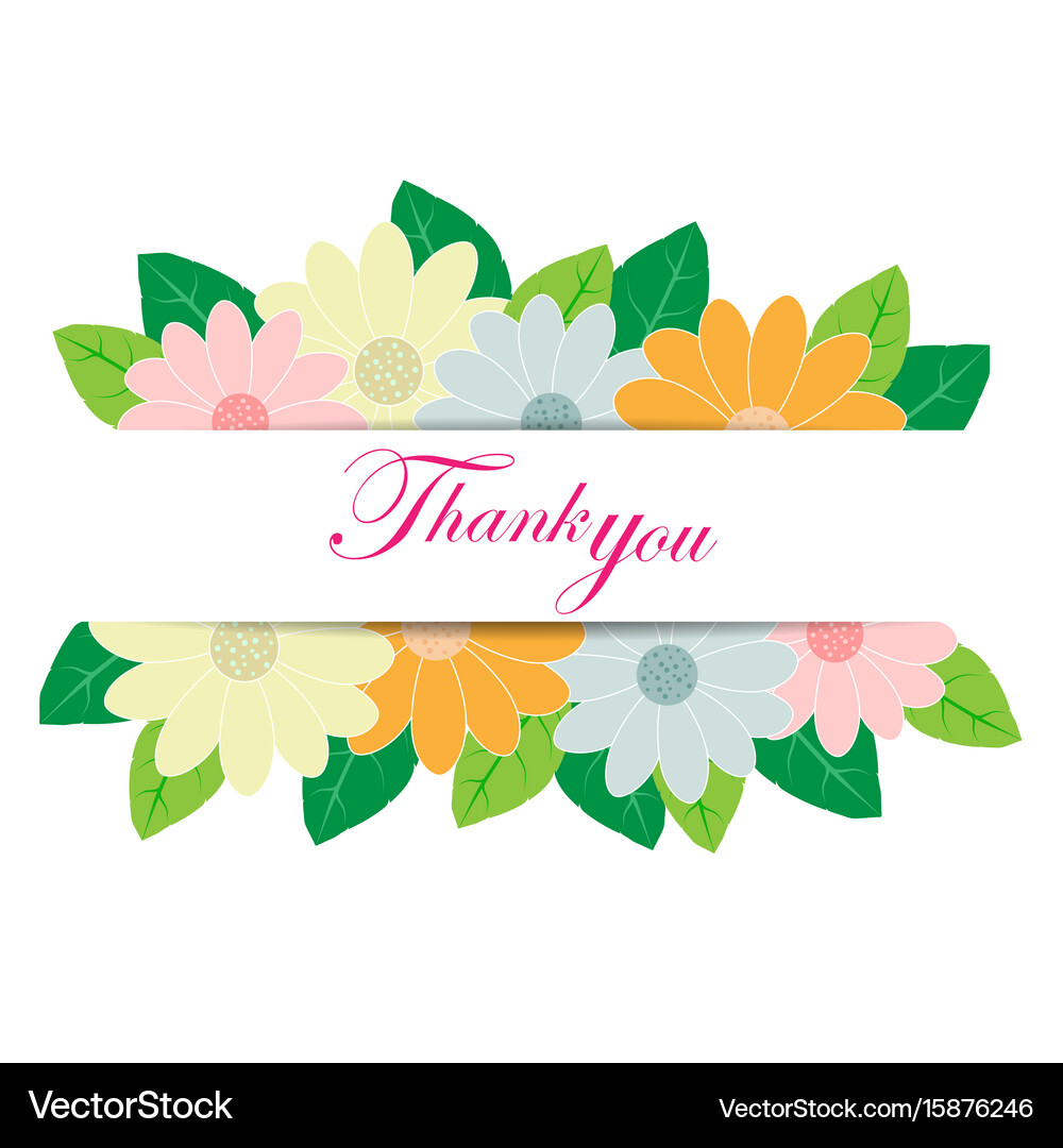 Thank you with flower decoration Royalty Free Vector Image