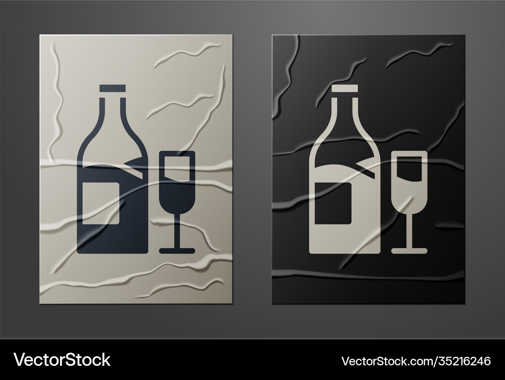 White wine bottle with glass icon isolated Vector Image