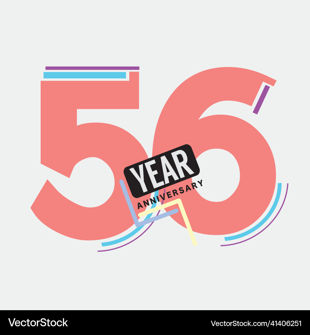 56th years anniversary logo birthday celebration Vector Image