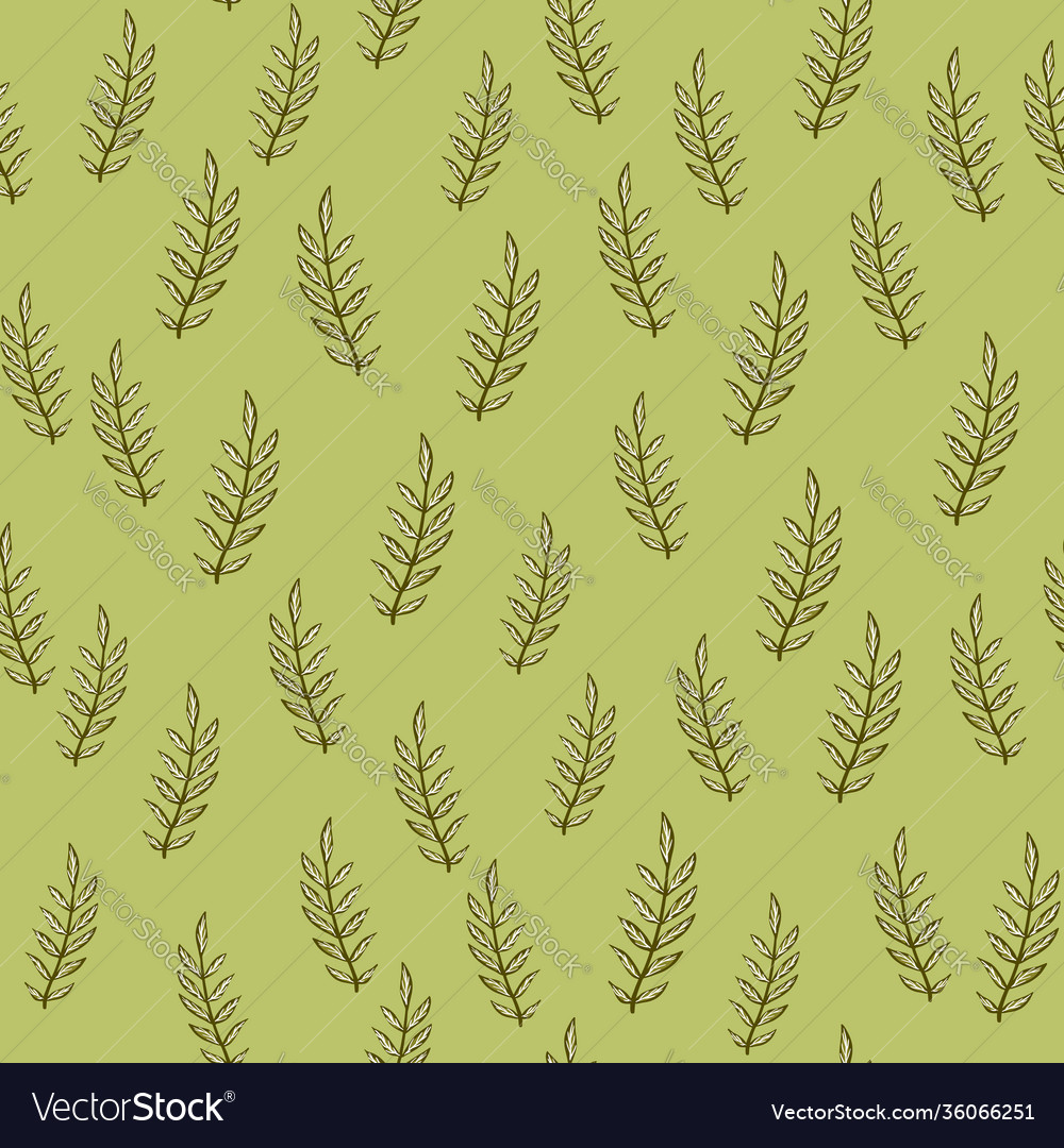 Botanic seamless random pattern with outline Vector Image