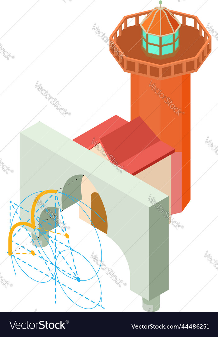 Building icon isometric arch project Royalty Free Vector