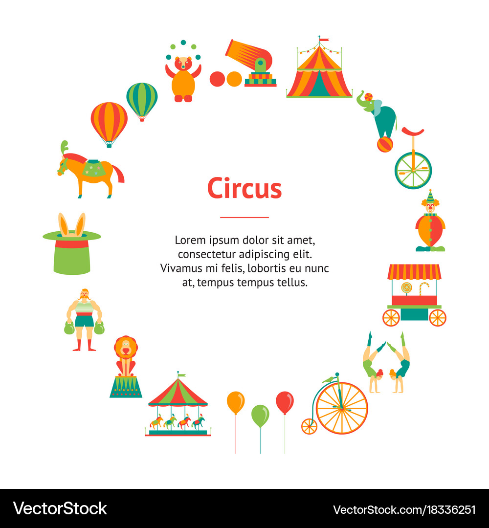 Cartoon circus banner card circle Royalty Free Vector Image