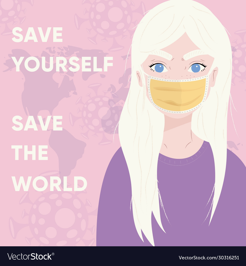 Coronavirus poster 2019-ncov with a young girl Vector Image