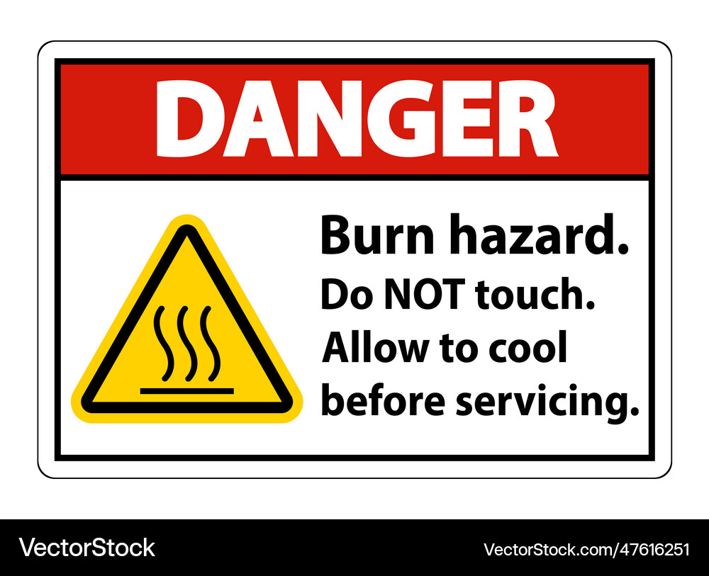 Danger burn hazard safetydo not touch label sign Vector Image
