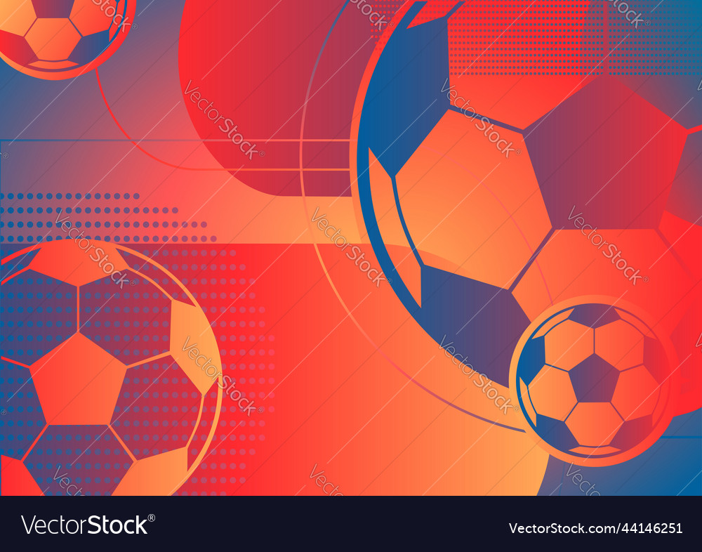 Dynamic Sport Background with Soccer Balls Vector Image