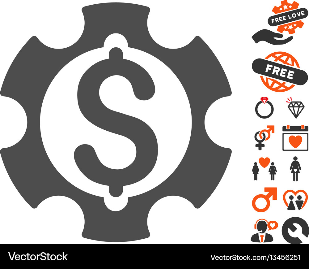 Financial development gear icon with valentine Vector Image