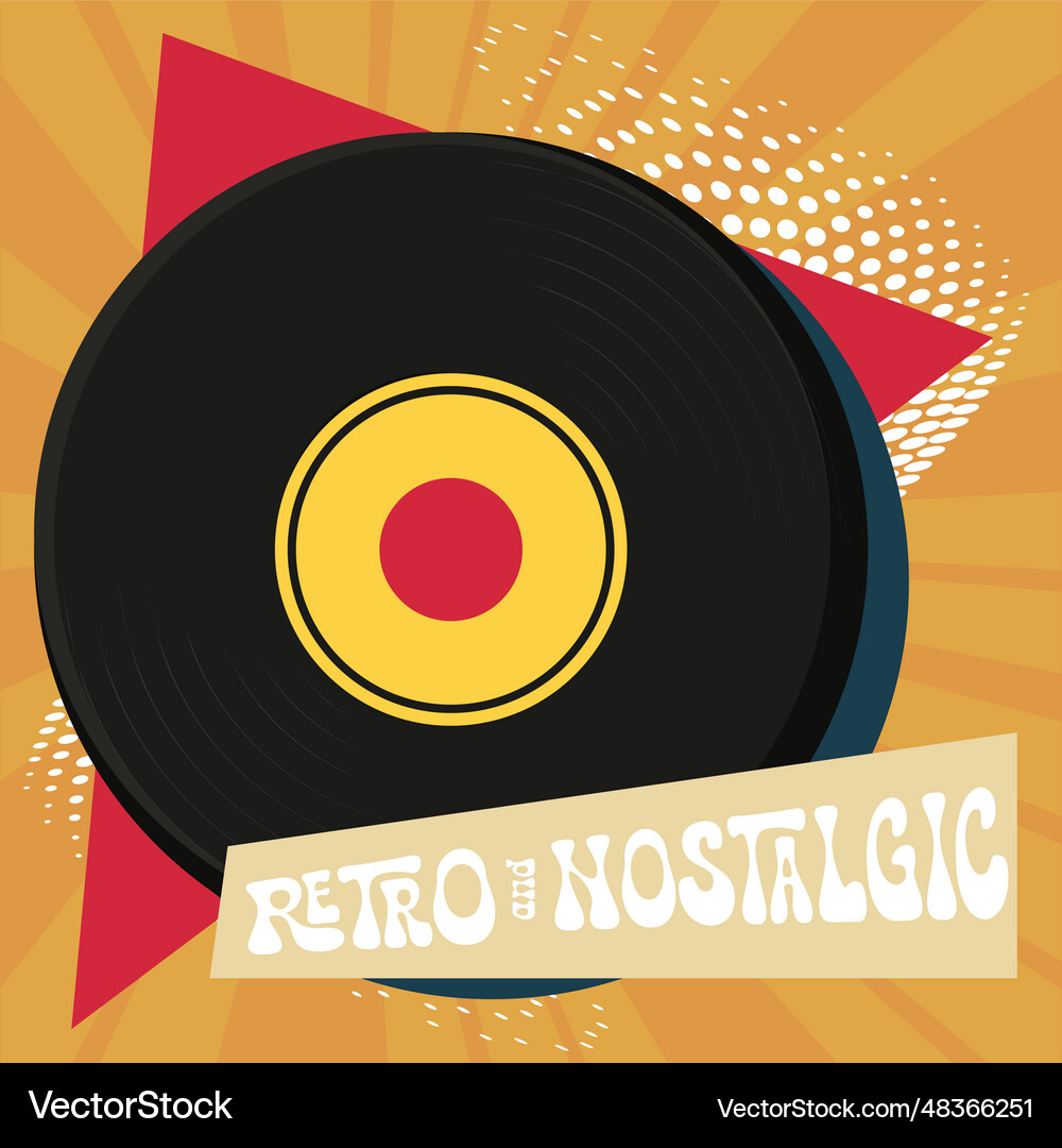 Isolated colored music vinyl nostalgic retro Vector Image