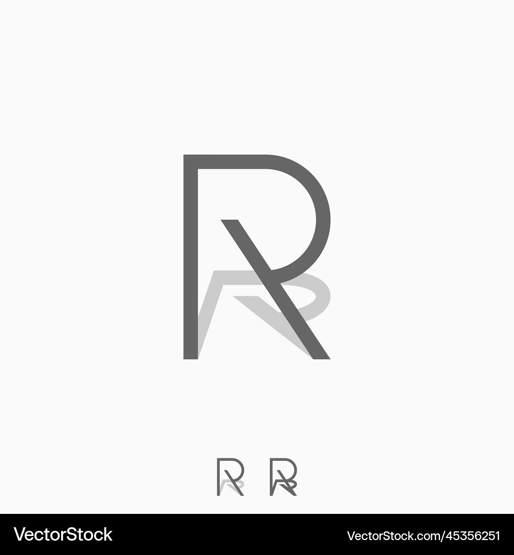 Letter r sans serif font with shadow behind Vector Image