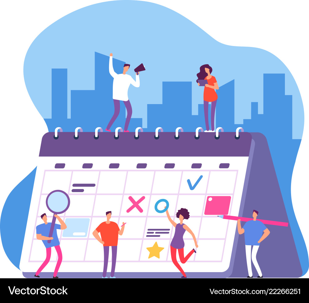 People and calendar entrepreneurship schedule Vector Image
