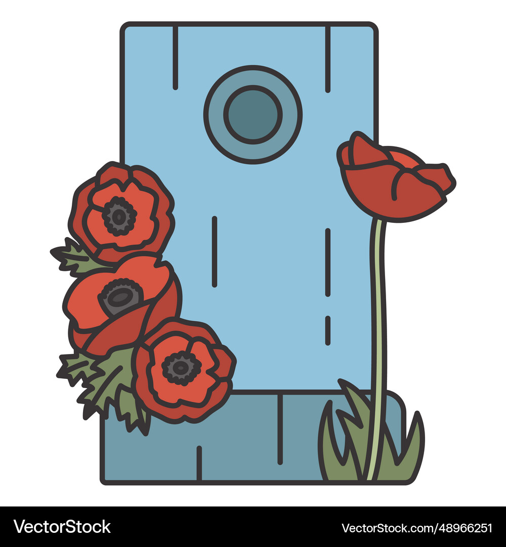 Remembrance Day Poppy on Gravestone Royalty Free Vector