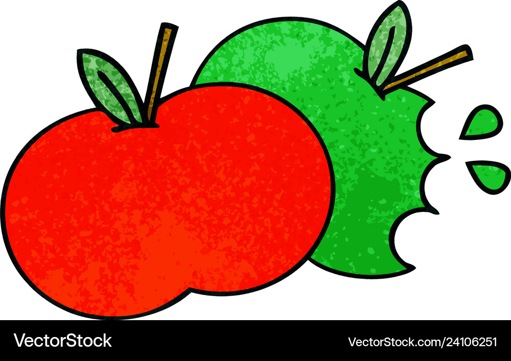 Retro grunge texture cartoon apples Royalty Free Vector