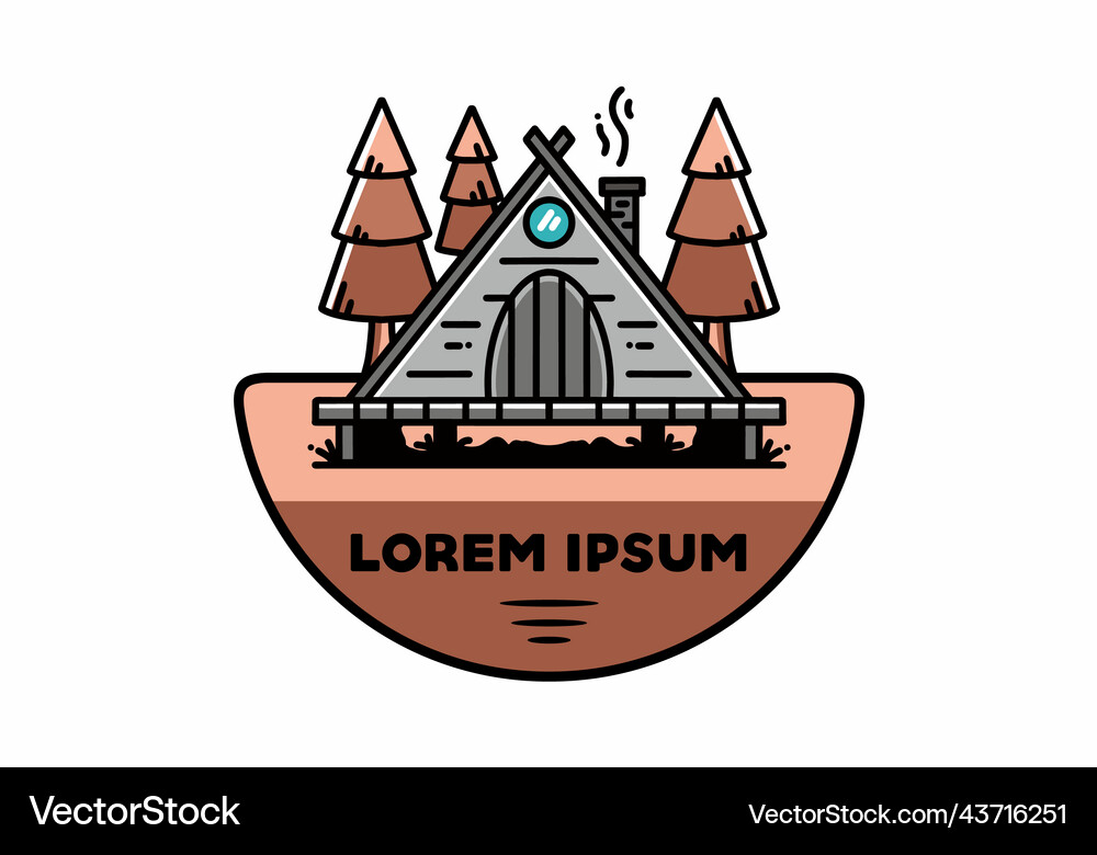 Triangle wooden cabin between pine tress design Vector Image