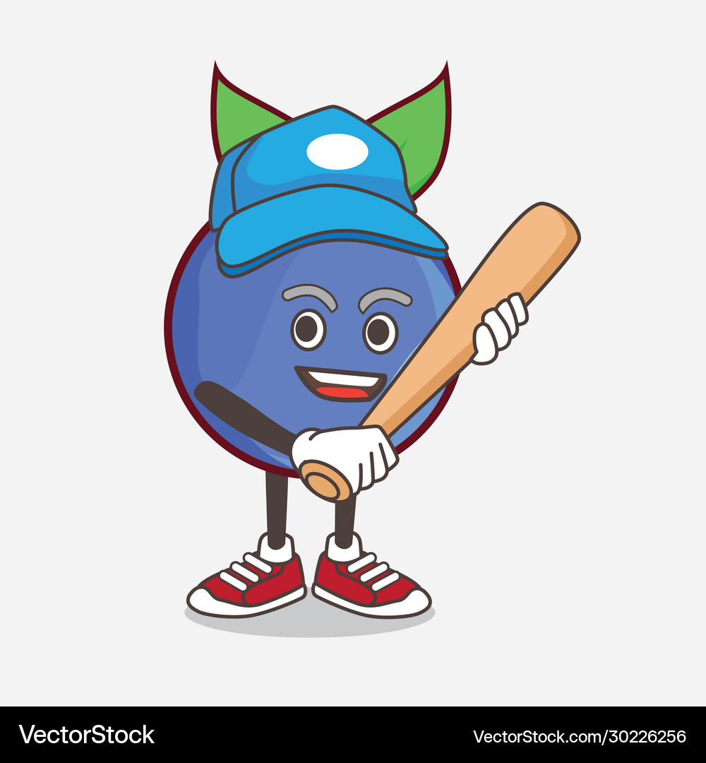 Blueberry fruit cartoon mascot character playing Vector Image