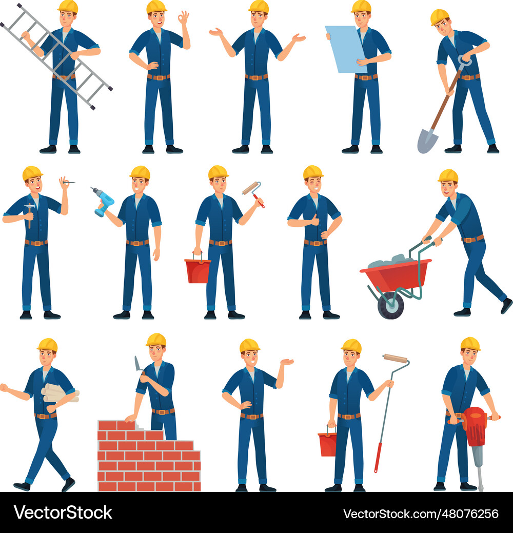 Cartoon worker character technician workers Vector Image