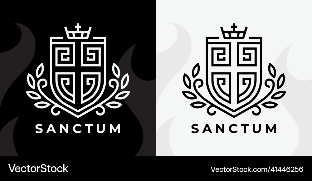 Christian cross shield logo Royalty Free Vector Image