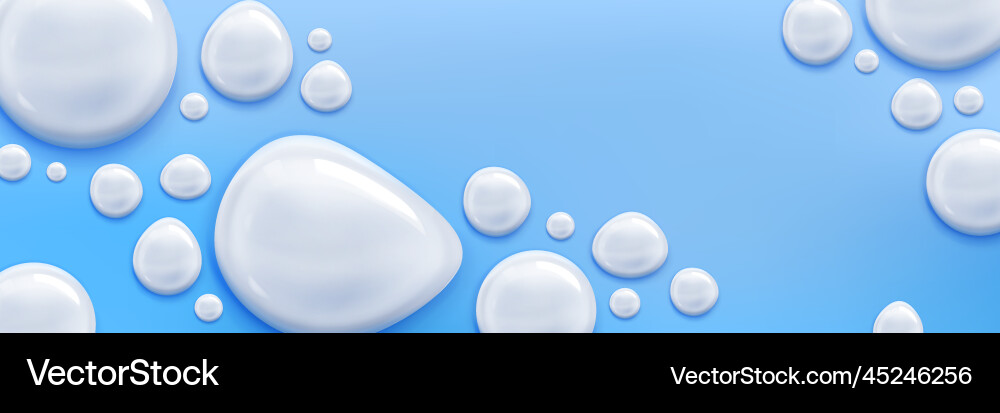 Cream or milk drops on blue background cosmetics Vector Image
