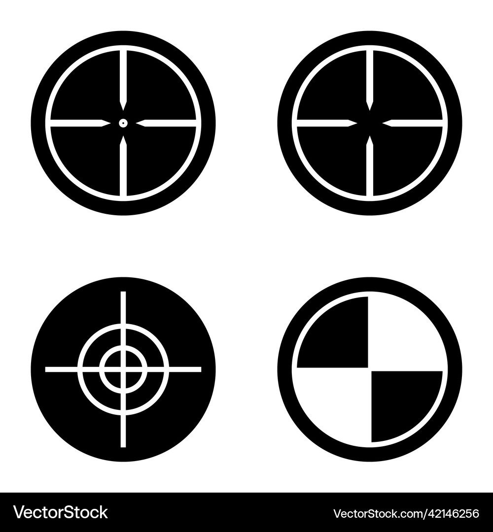 Crosshairs glyph flat icon set isolated on white Vector Image
