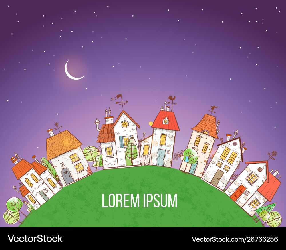 Design template with colorful doodle cartoon Vector Image