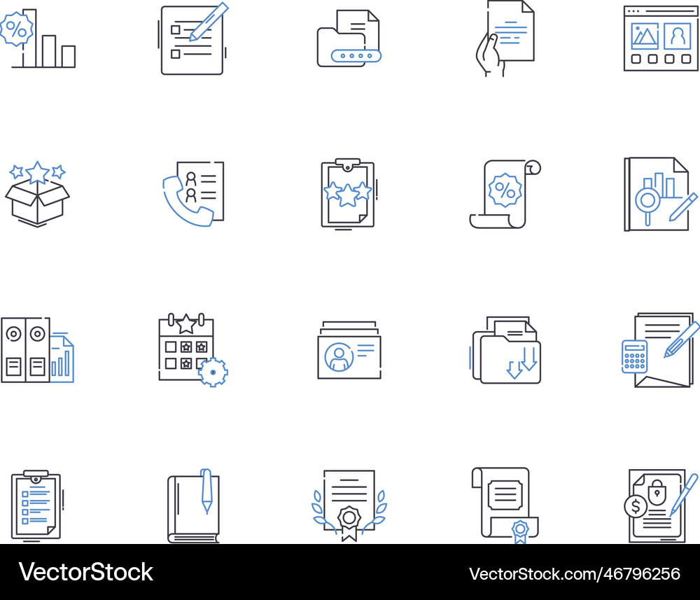 Drawing up plans line icons collection blueprint Vector Image