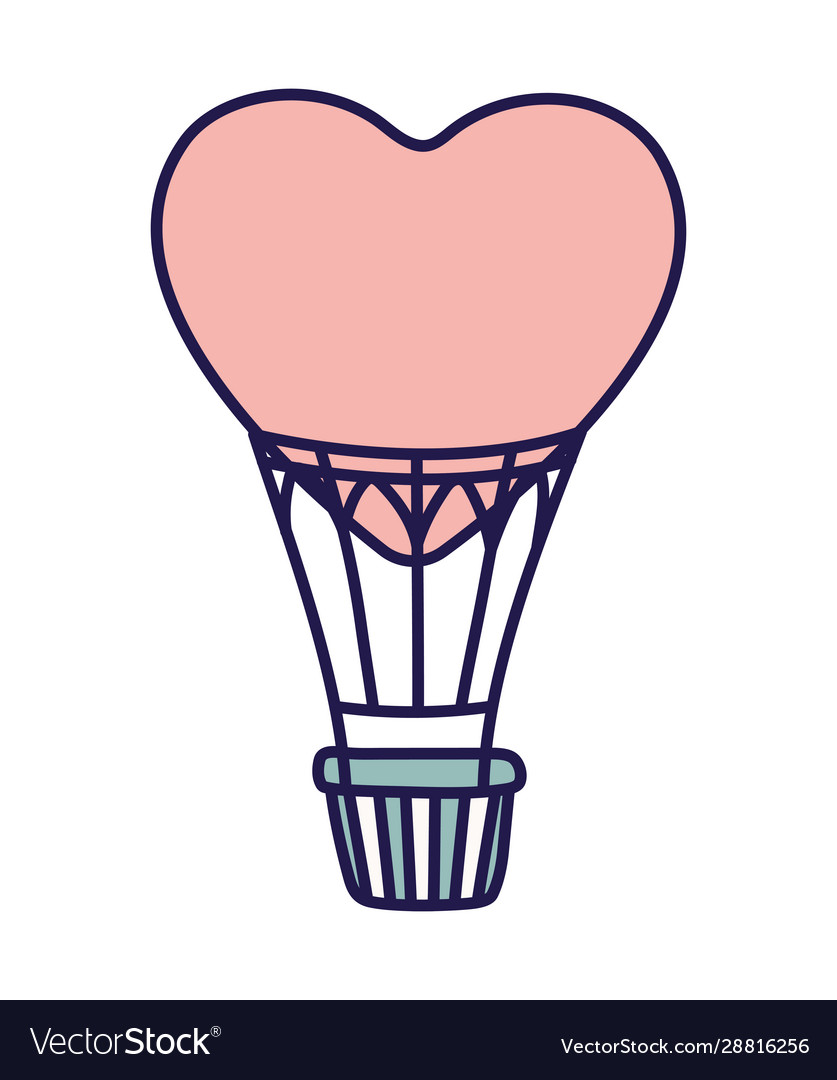 Happy valentines day hot air balloon shaped heart Vector Image