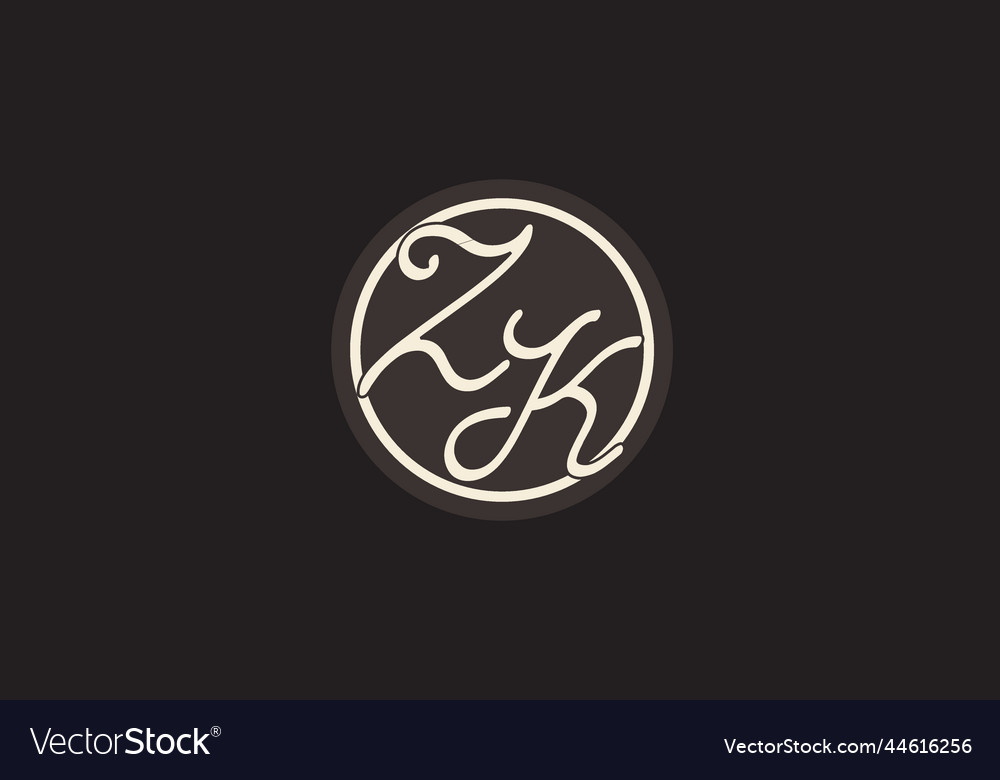 Initial letter zk monogram logo with simple Vector Image Initial letter zk monogram logo with simple Vector Image
