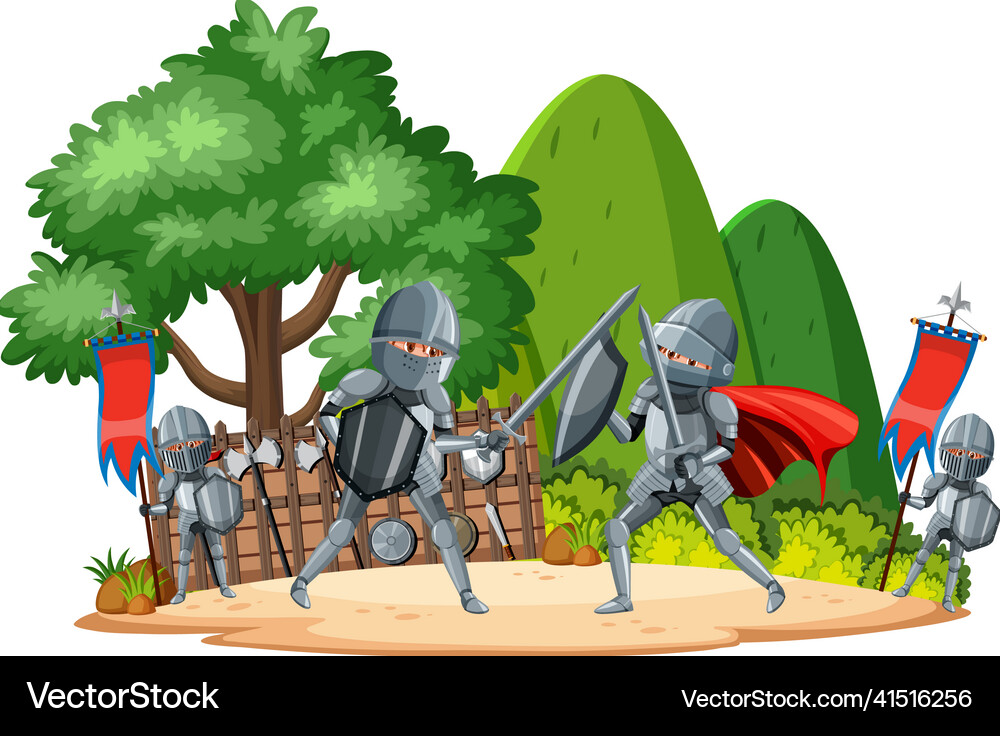 Isolated medieval battle landscape with armour Vector Image