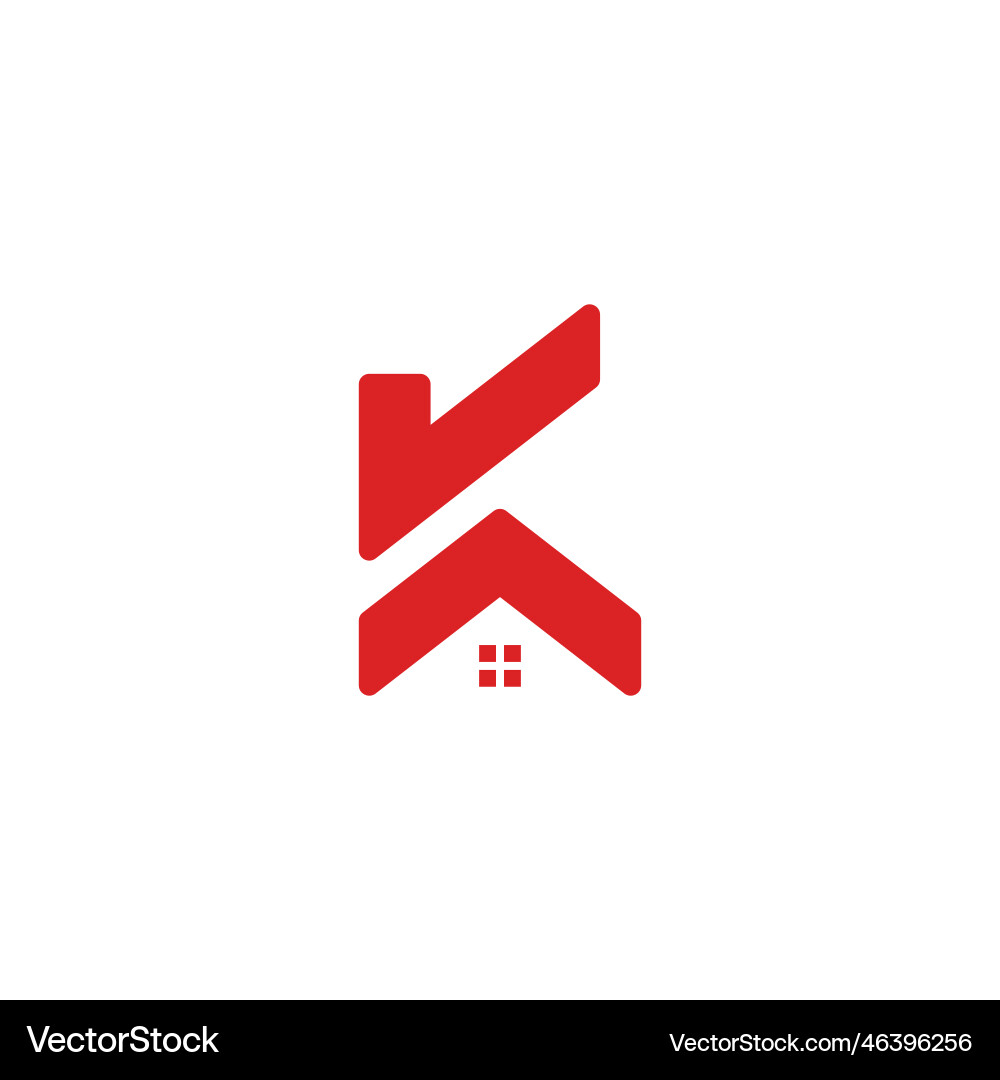 Letter k home shape abstract geometric logo Vector Image