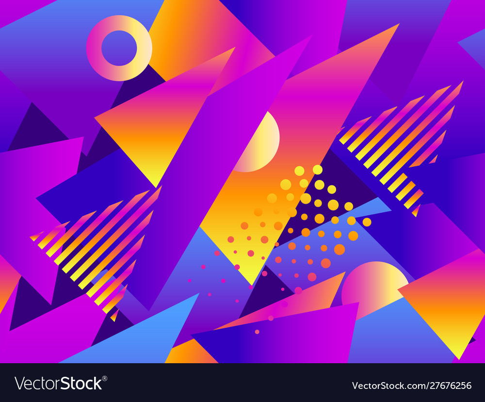 Memphis seamless pattern gradient shapes Vector Image