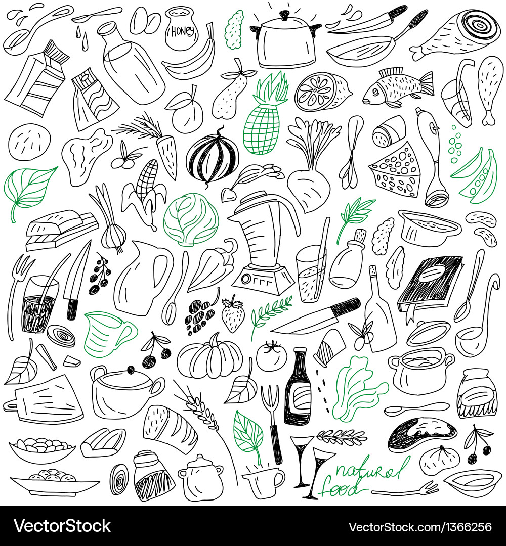 Natural food doodles Royalty Free Vector Image