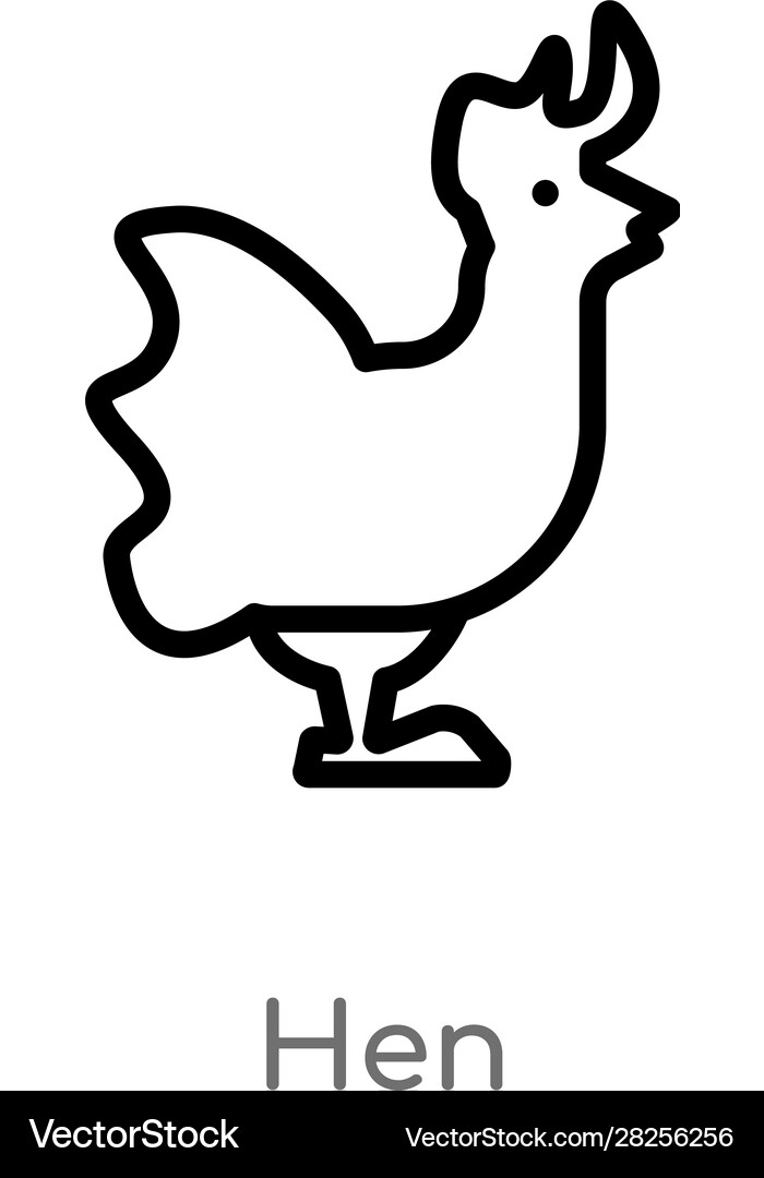 Outline hen icon isolated black simple line Vector Image