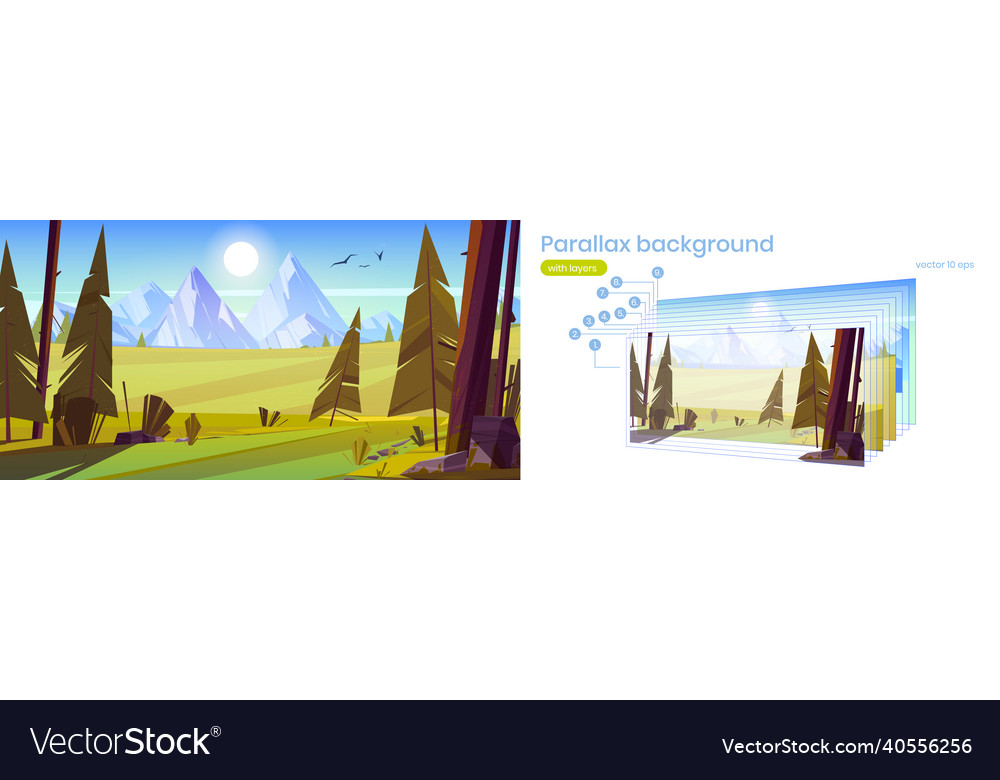 Parallax background with mountain landscape Vector Image