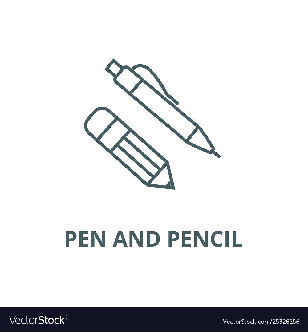 Pen and pencil line icon linear concept Royalty Free Vector