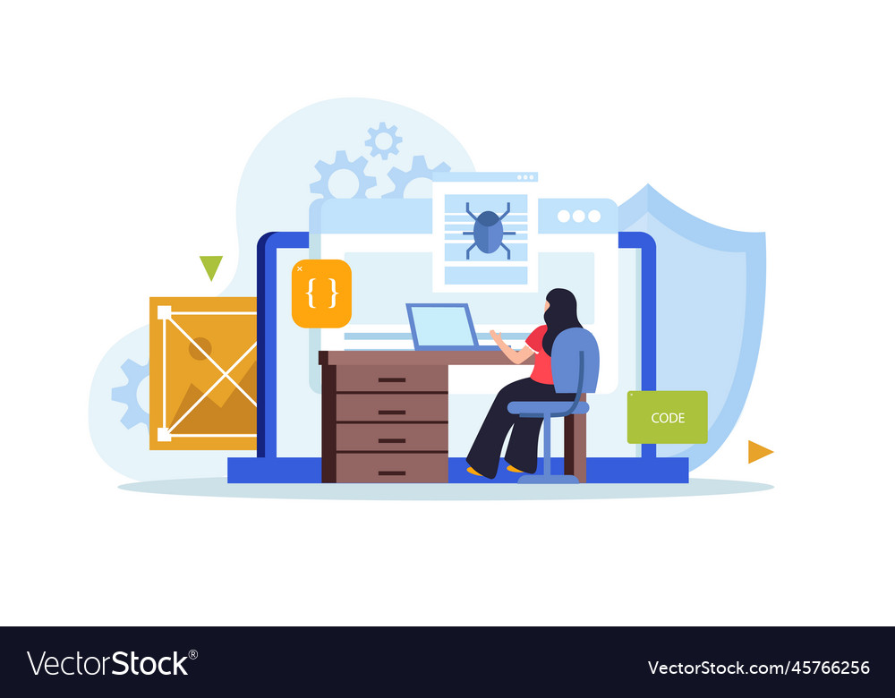 Qa engineer flat composition Royalty Free Vector Image Qa engineer flat composition Royalty Free Vector Image