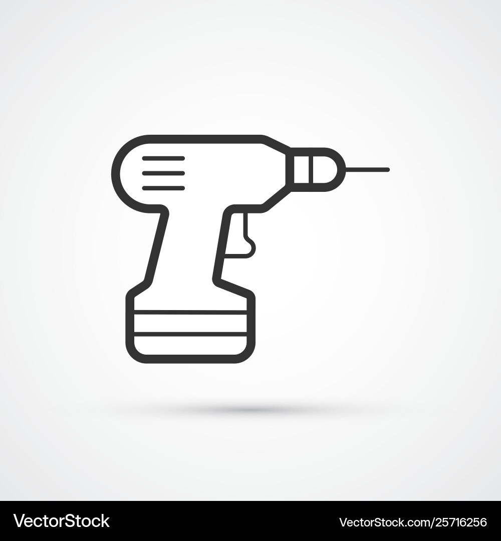 Screw gun flat line black icons eps10 Royalty Free Vector