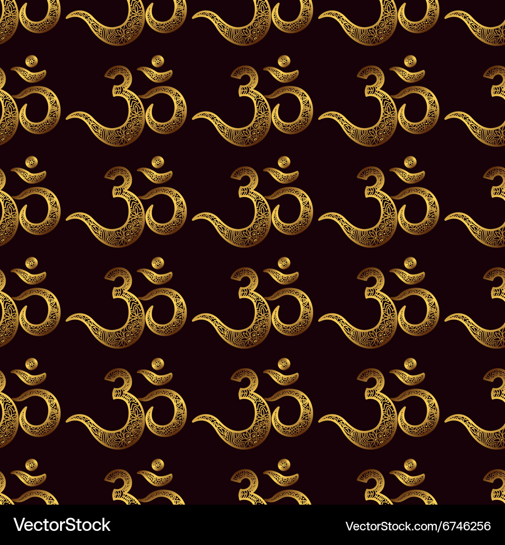 Seamless pattern Om or Aum Indian sacred sound Vector Image