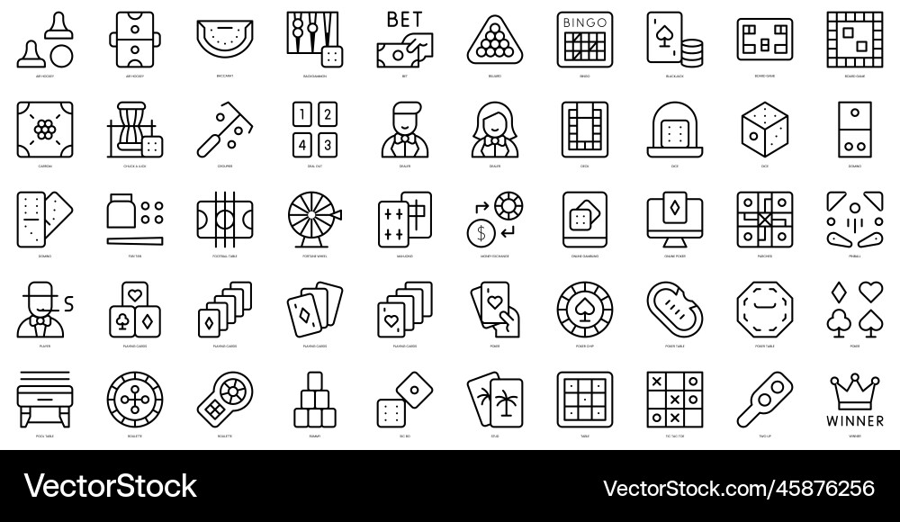 Set of thin line table games icons Royalty Free Vector Image