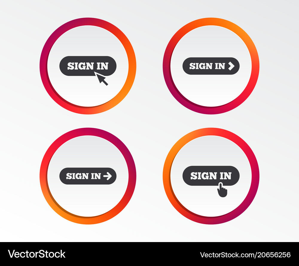Sign in icons login with arrow hand pointer Vector Image