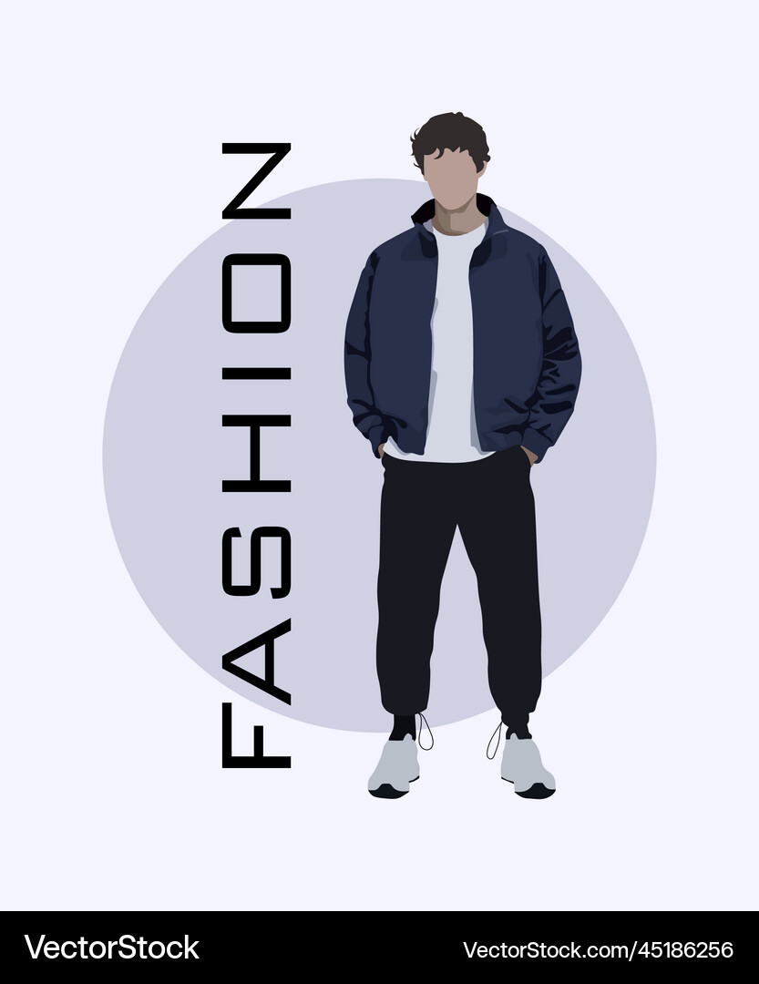 Stylish man in a flat style on an interesting Vector Image