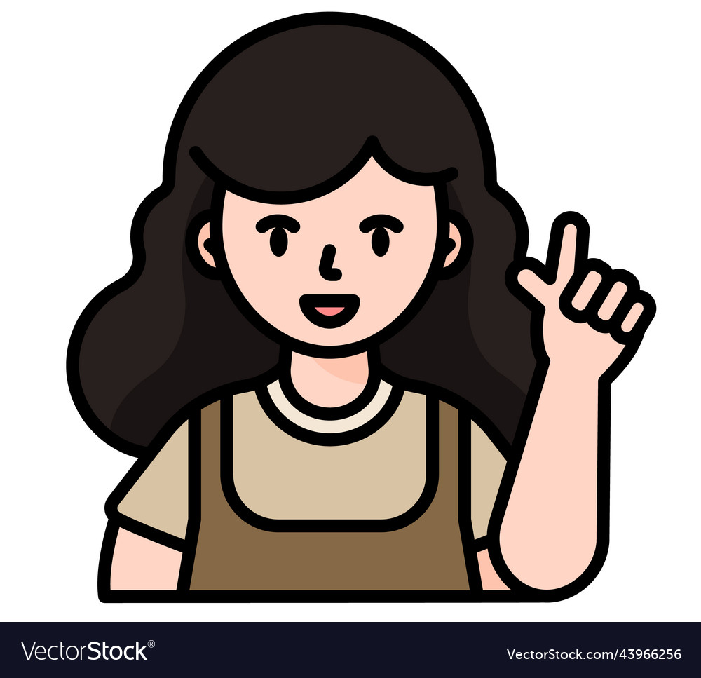 Woman in pointing finger gesture Royalty Free Vector Image